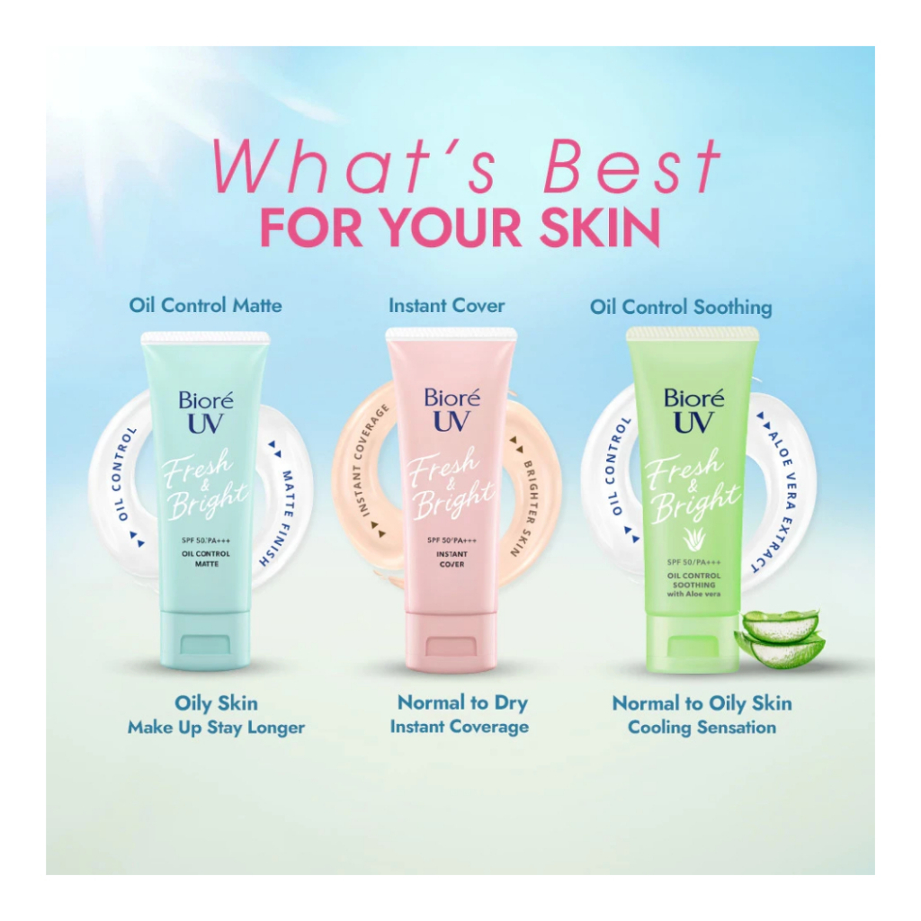Jual Biore UV Fresh & Bright Oil Control Matte / Instant Cover Sunscreen SPF 50+ PA+++ 30g ...