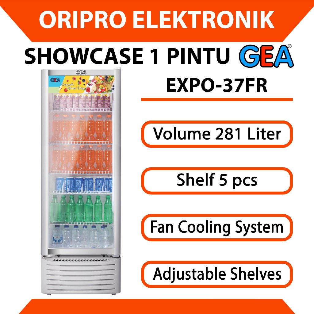 Jual Kulkas Kaca Showcase 1 Pintu Gea 281 Liter EXPO-37FR | Shopee Indonesia