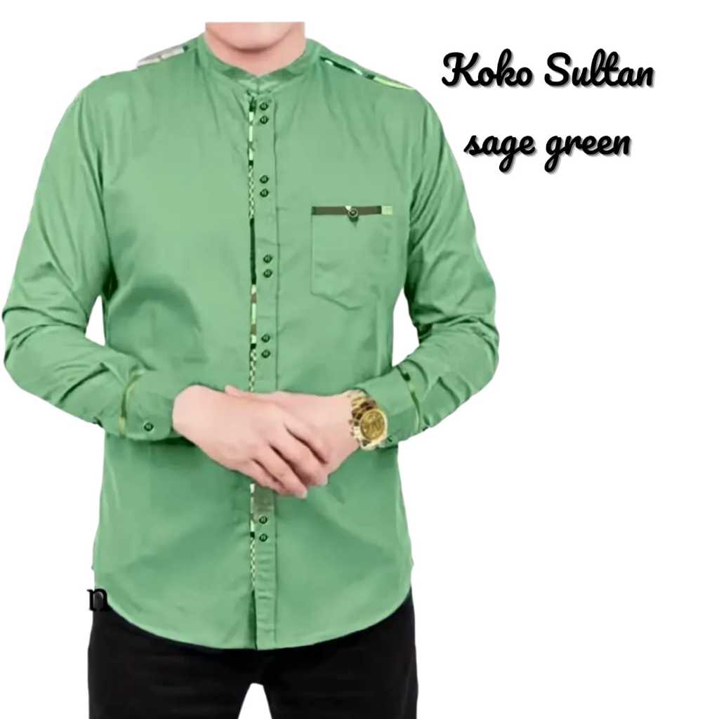 Jual Baju Koko SULTAN Kombinasi batik Lengan Panjang Model Pakistan ...