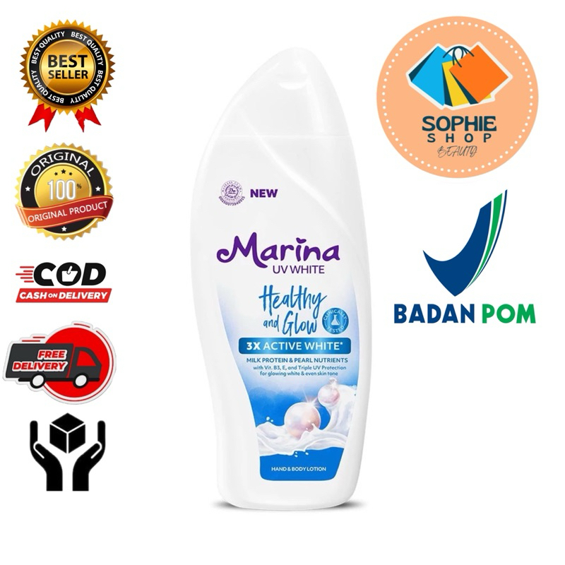 Jual Marina UV White Biru Ukuran 185ml | Shopee Indonesia