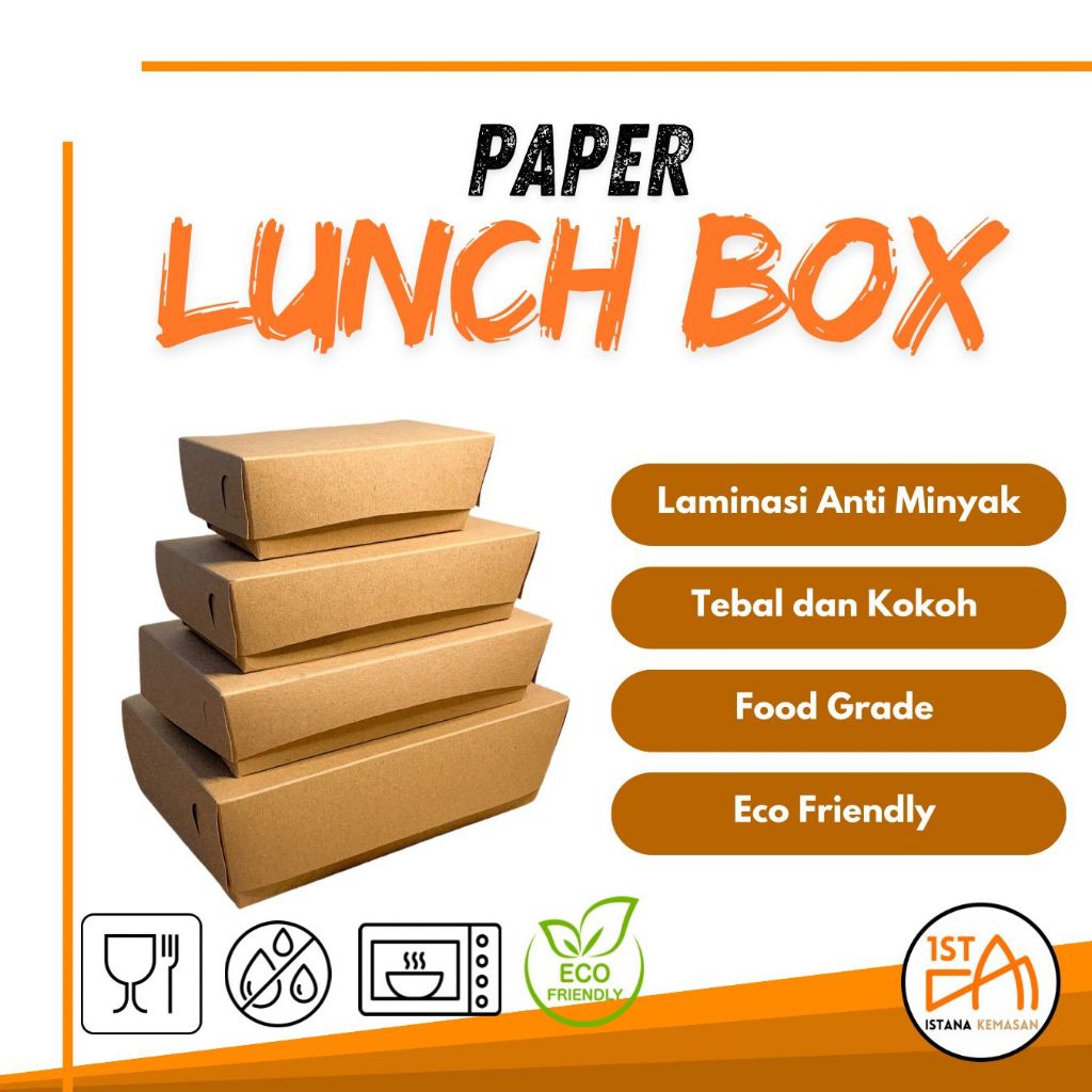 Jual Paper lunch box kraft laminasi ukuran Small medium large | Shopee ...