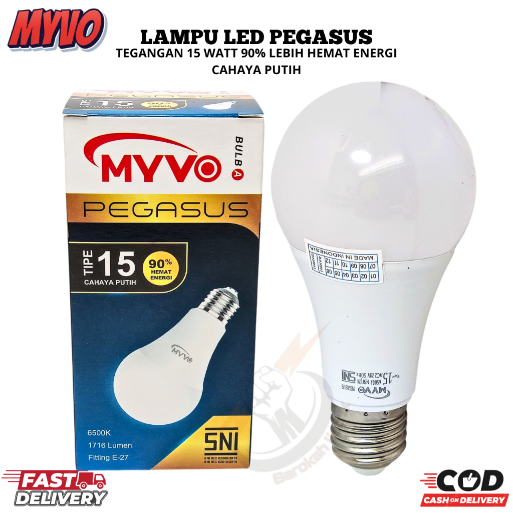 Jual MYVO PEGASUS 15WATT BOHLAM LAMPU LED CAHAYA PUTIH SUPER TERANG ...