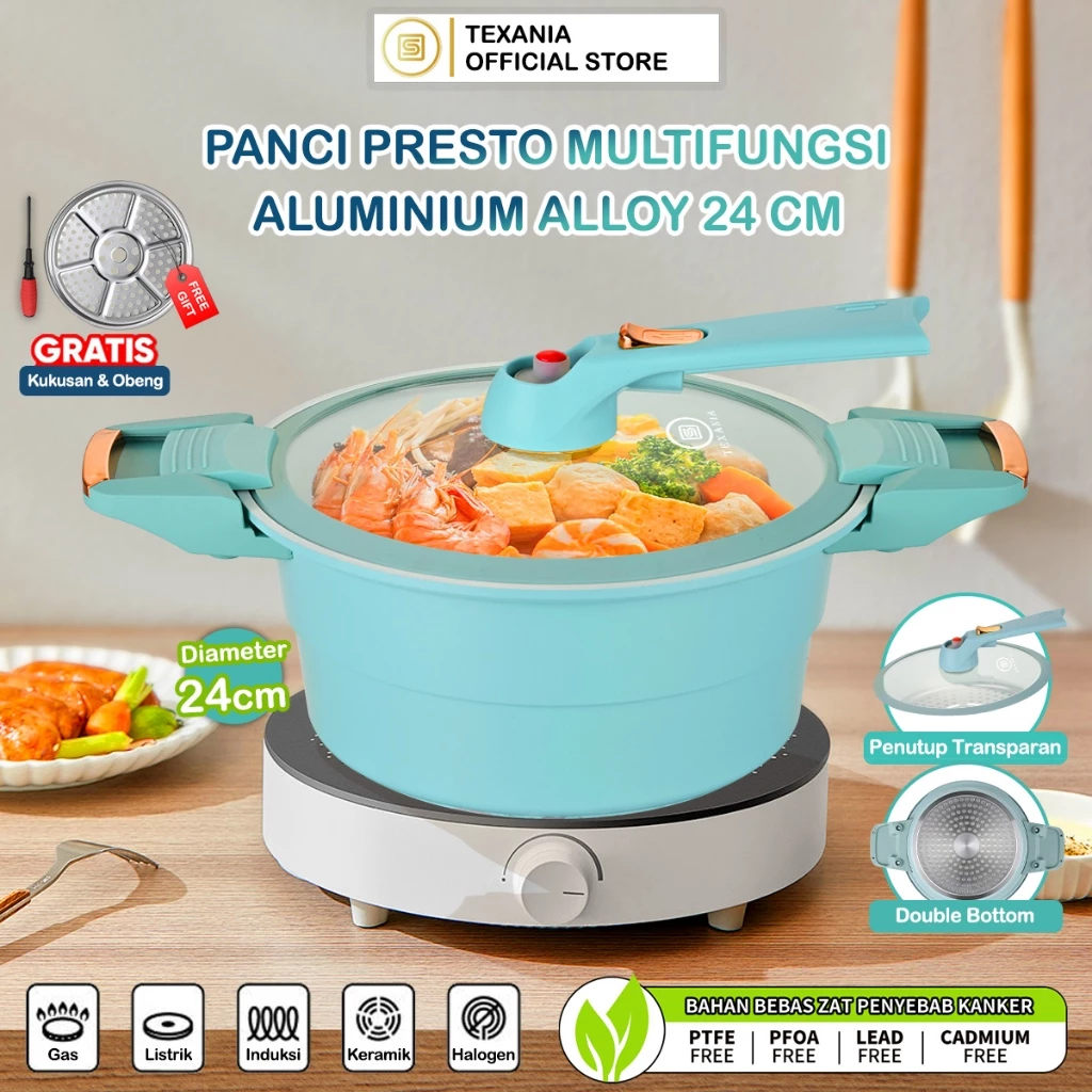 Jual TEXANlA Panci Presto 4 Liter Premium Quality Wajan Panci Presto Alumunium Anti Lengket ...