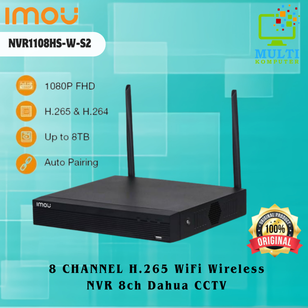 Jual IMOU NVR1108HS-W-S2 8 CHANNEL H.265 WiFi Wireless NVR 8ch Dahua CCTV | Shopee Indonesia