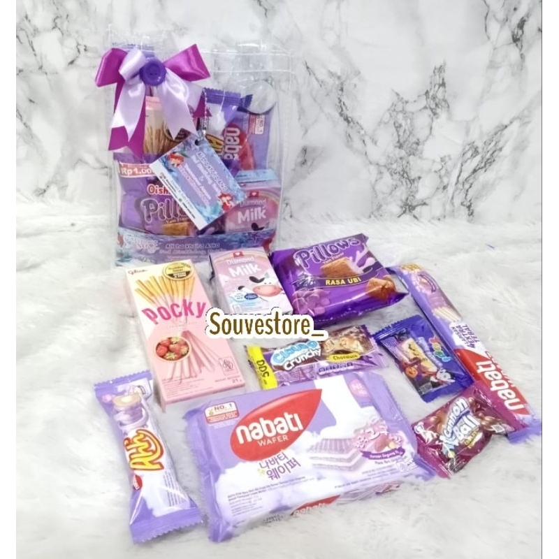 Jual Paket Tas mika Serba ungu || Snack ulang tahun tema Ungu ...