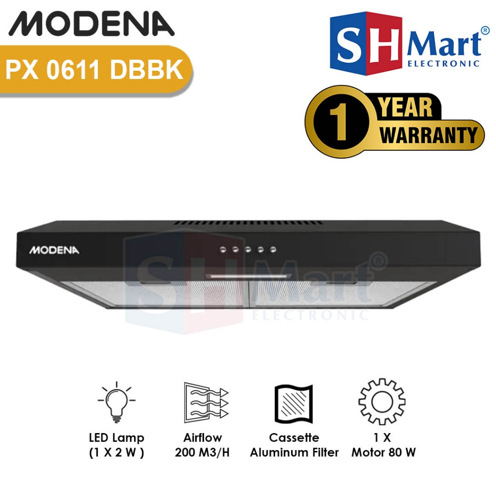Jual COOKER HOOD MODENA 60 CM PX 0611DBBK PENGHISAP ASAP DAPUR SLIM 3 ...