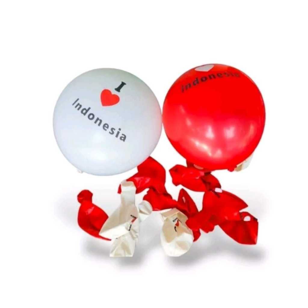 Jual HSM - (1 Bungkus) Balon I Love Indonesia Balon Merah putih / Balon ...