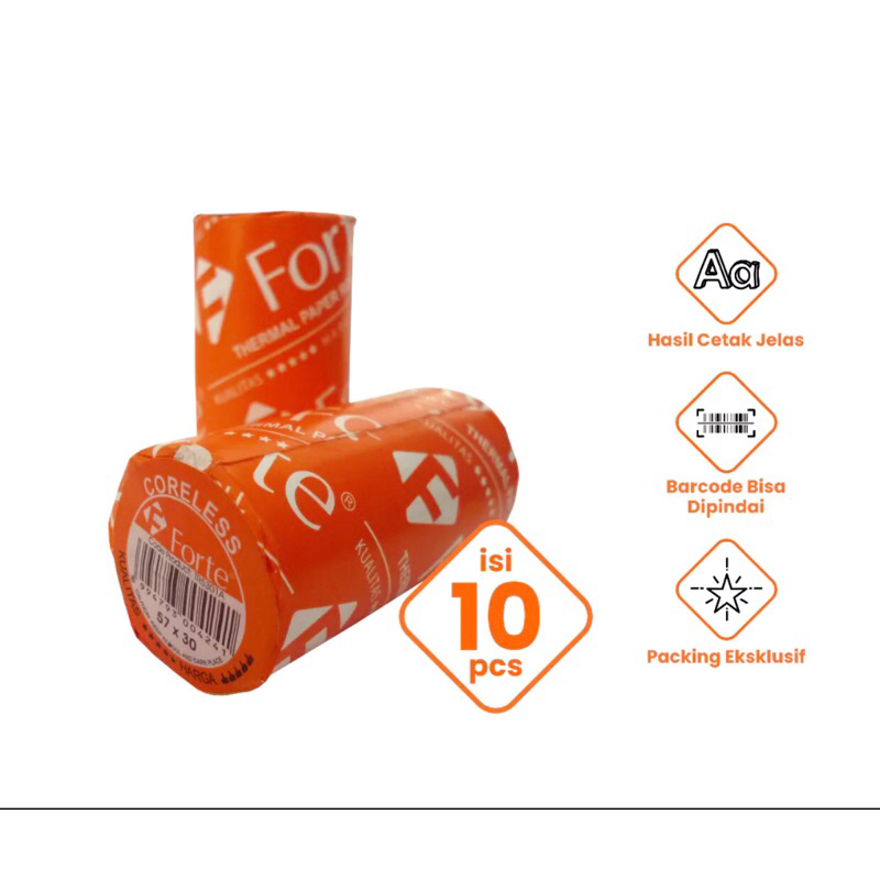 Jual Thermal Paper Kertas Kasir Kertas Roll Merk Forte Ukuran 57x30 ...