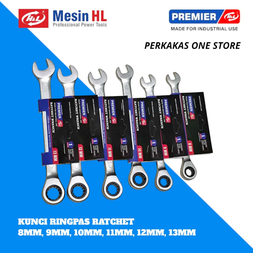 Jual NEW!!! H&L PREMIER Kunci Ring Pas Ratchet 8 9 10 11 12 13 mm Eceran Satuan - Ringpas ...