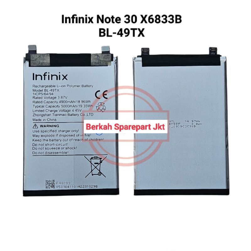 Jual Baterai Infinix Note 30 X6833B BL-49TX Original | Shopee Indonesia