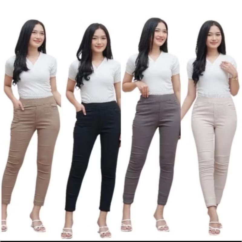 Jual celana kantor wanita| Celana Kerja Wanita model Pinggang Karet | Shopee Indonesia