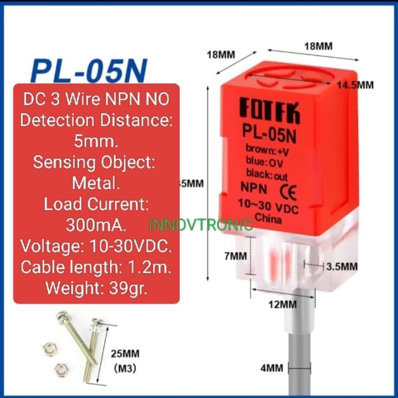 Jual ⛔PL05N PL-05N Red Inductive Proximity Switch NPN NO Equivalent Fotek | Shopee Indonesia