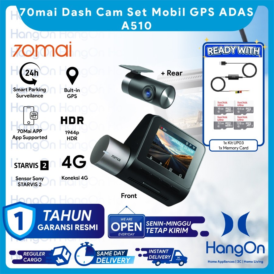 Jual 70mai Dashcam A510 GPS ADAS Smart Dashcam Camera 4G | Shopee Indonesia