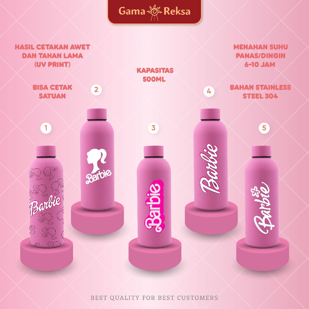 Jual Botol Minum BARBIE Tumbler Lulu 500ml Stainless Tahan Panas ...