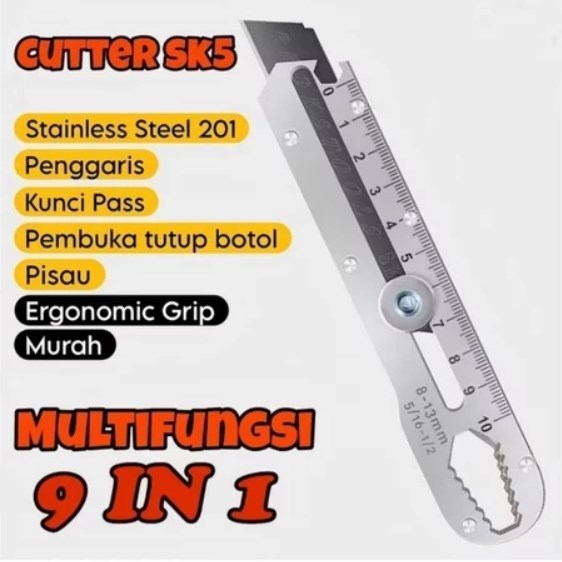 Jual Cutter Pisau 9 in 1 Karter Carter Stainless Besar Penggaris Besi ...