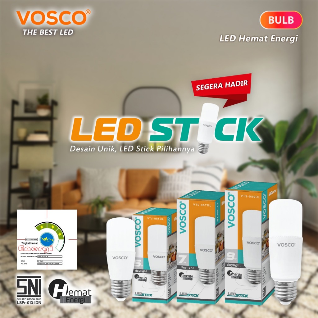 Jual Vosco Lampu LED Stick 5 Watt 7 Watt 9 Watt SNI Bergaransi Lampu Stick Hemat Daya Super ...