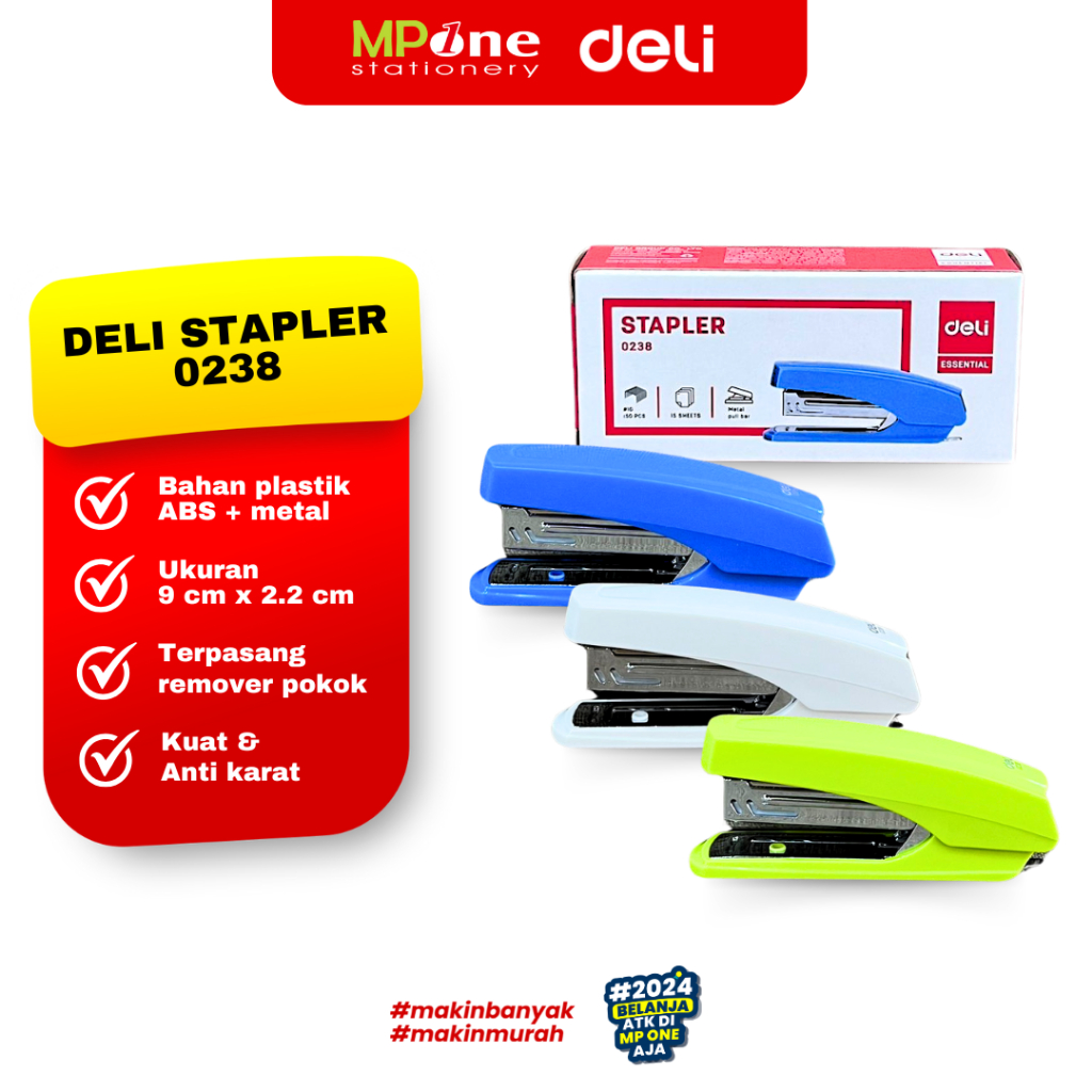 Jual Deli Stapler Kecil HD-10 0238 / Stapler Full Colour Metal Ukuran Staples #10 DELI 0238 ...