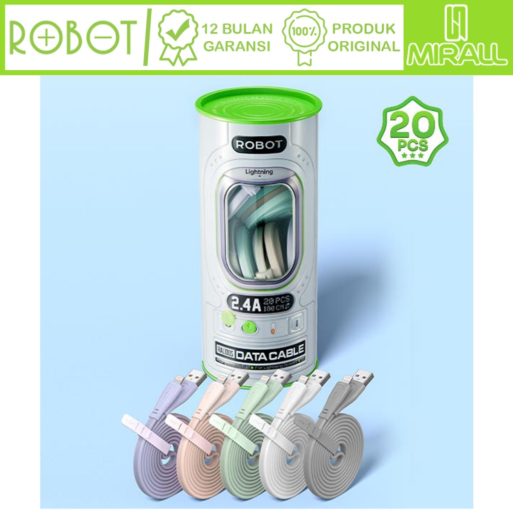 Jual [20 Pcs] Robot Kabel Iphone Lightning USB 2.1A - 1 Toples RGL100 ...