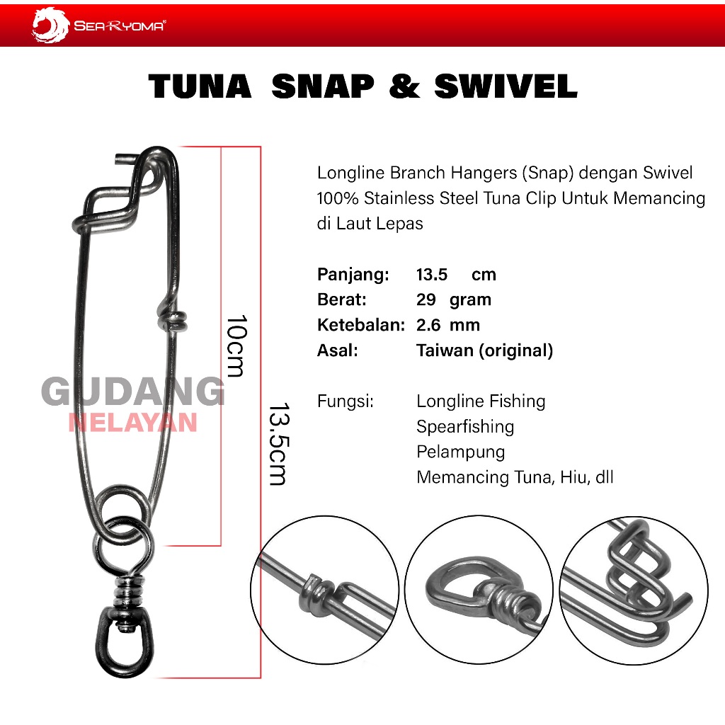 Jual Tuna snap and swivel 13,5 cm - 16 cm stainless steel | Shopee Indonesia