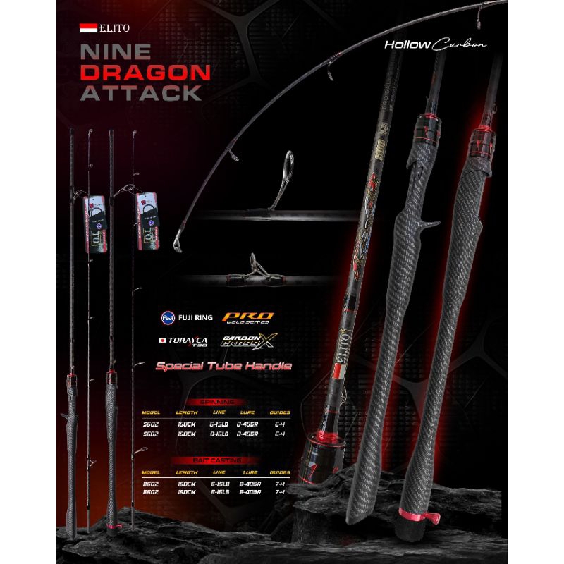 Jual ELITO NINE DRAGON ATTACK SPINING P.180(602) HOLLOW CARBON T30 ...