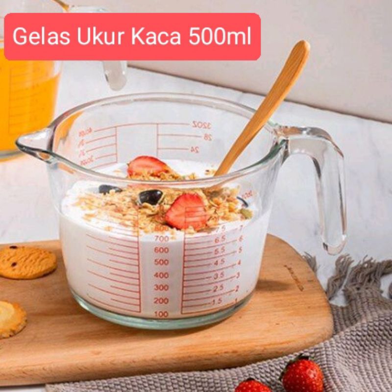 Jual Gelas UKUR KACA TEBAL 500ml/ Gelas Ukur Kaca Oven Microwave ...