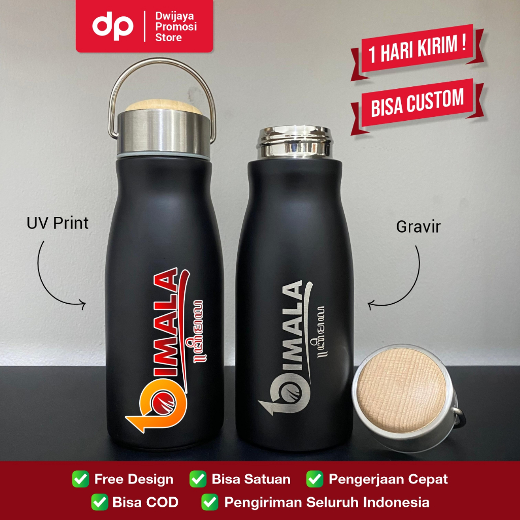 Jual Tumbler Stainless Steel SS 304 Termos Tutup Bambu 350ml Custom ...