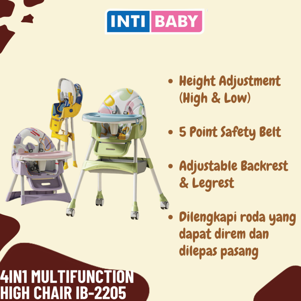 Jual Inti Baby 4in1 Multifuntion High Chair IB-2205 Pattern - Kursi ...