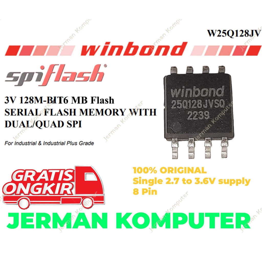 Jual IC ORIGINAL SPI Flash Winbond W25Q128JVSQ 25Q128JVSQ 25Q128 128MBit 16MB | Shopee Indonesia