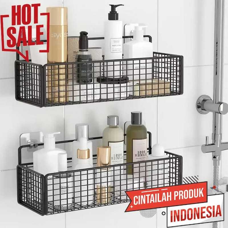 Jual Rak Keranjang Gantung Kamar Mandi Rak Jaring Tempel Dinding Bahan ...