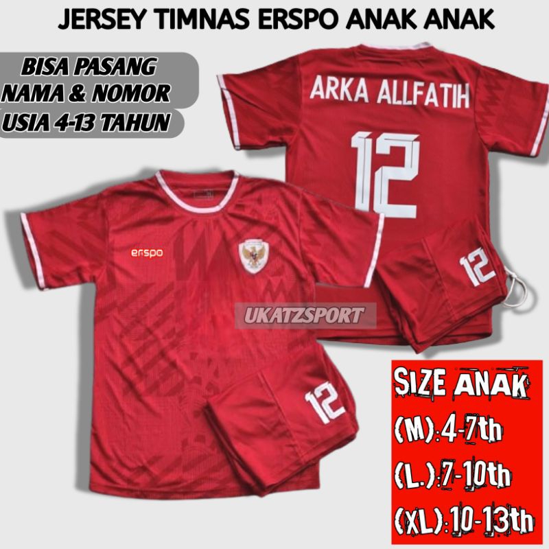 Jual COD Jersey Timnas Erspo Indonesia Baju Bola Anak-anak Bisa Riques Nama Nomor Punggung Untuk ...