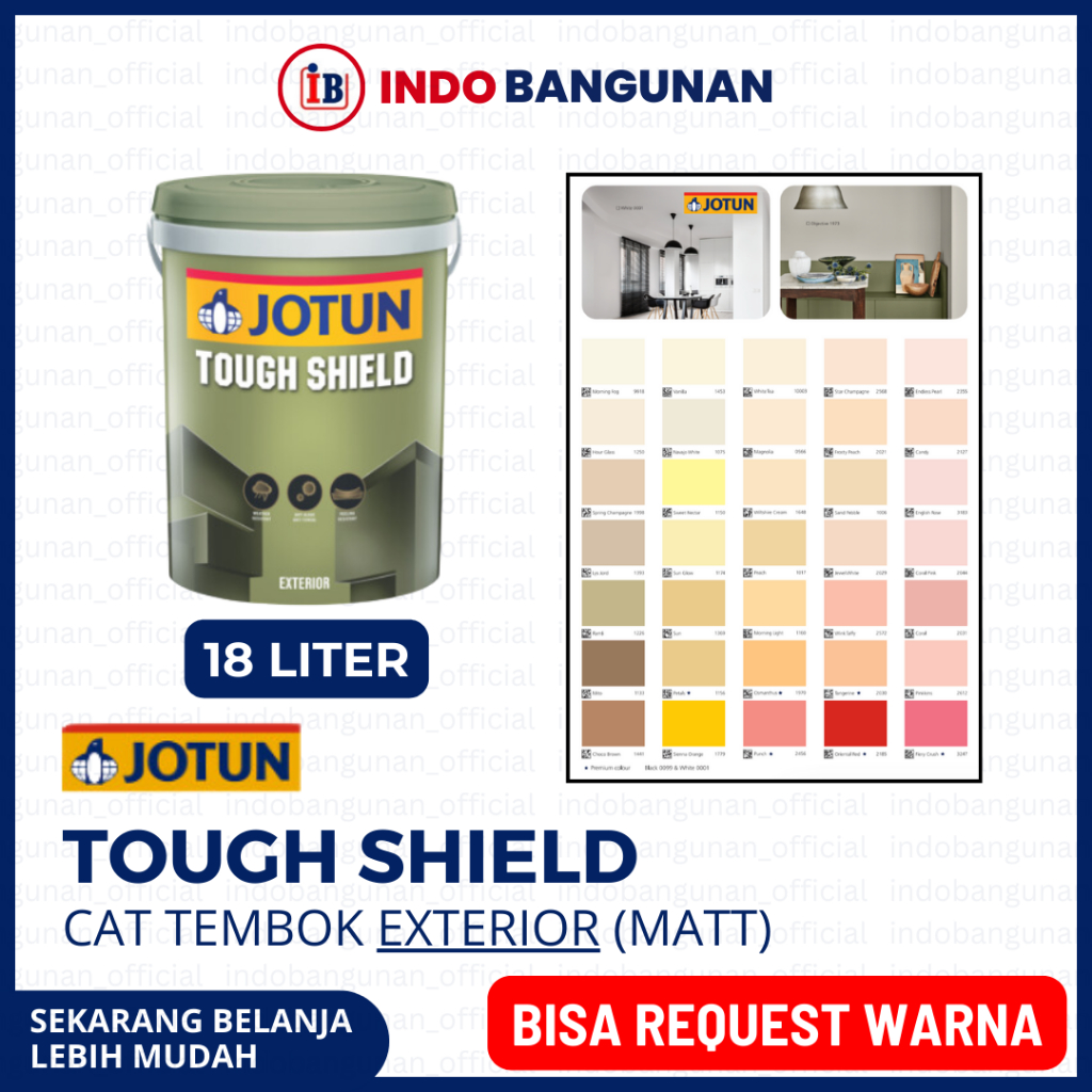Jual CAT TEMBOK EXTERIOR JOTUN TOUGHSHIELD 18LT / BISA REQUEST CUSTOM WARNA PUTIH | Shopee Indonesia