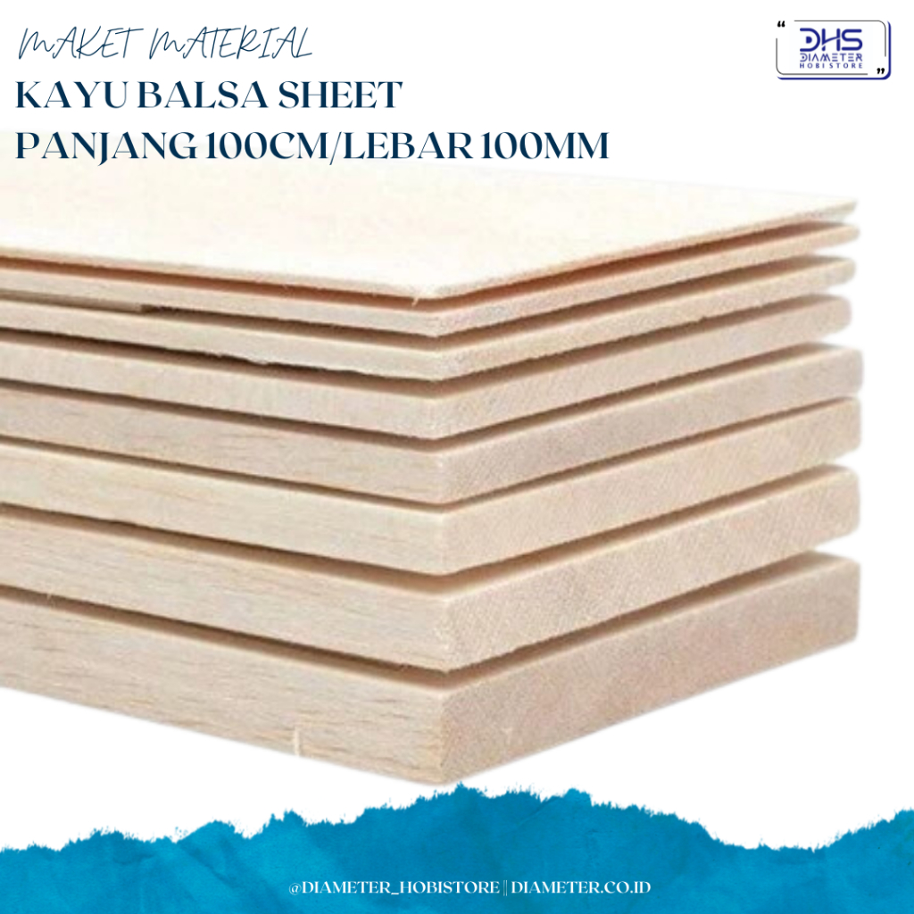 Jual Balsa Wood Sheet Lebar 10cm x 50cm | 1mm 1,5mm 2mm 3mm 5mm ...