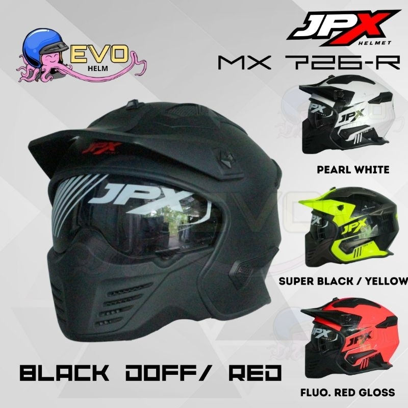 Jual HELM JPX MX-726R ORIGINAL POLOS SOLID DOFF / GLOSS, HELM JPX MOTOCROSS MX726R DUAL MODE ...