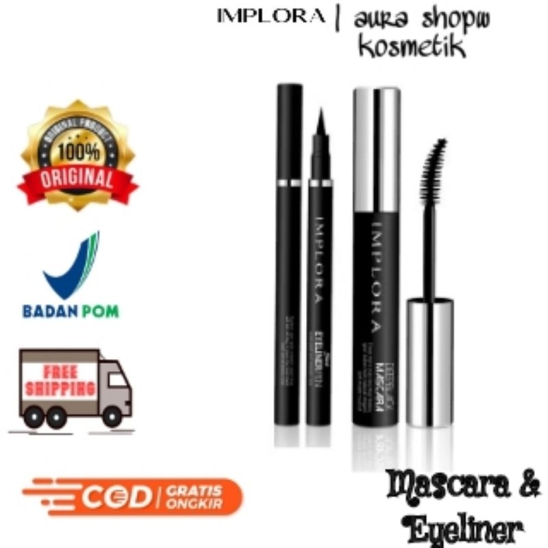 Jual (COD) IMPLORA MASCARA & EYELINER DEEP BLACK WATERPROOF LONG ...