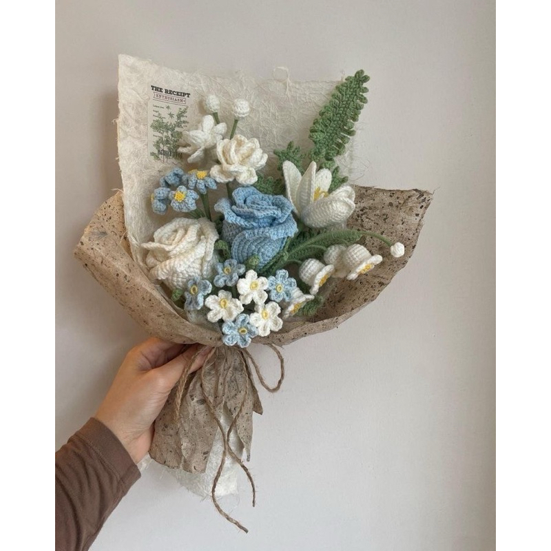 Jual blue flowers crochet bouquet | Shopee Indonesia