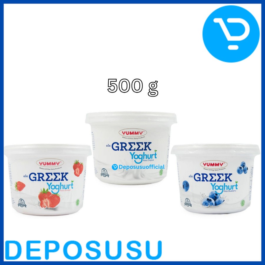 Jual Yummy Yogurt Greek Rasa Original Blueberry Strawberry 500 g ...