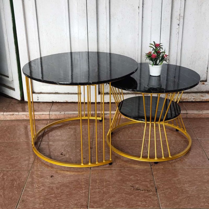 Jual meja besi ruang tamu minimalis set 2 in 1 estetik,meja set 2in1 ...