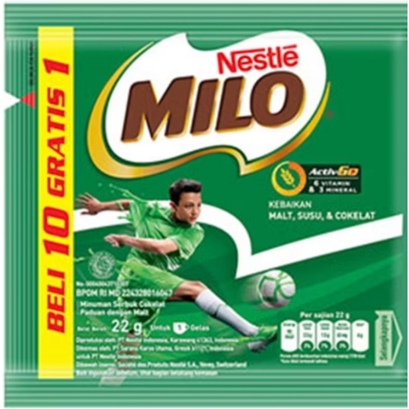 Jual MILO ACTIV- susu coklat renceng KEMASAN BONUS 22g-10pcs | 11pcs ...