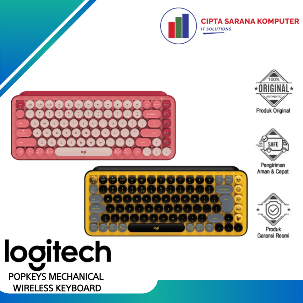 Jual Logitech POP KEYS Keyboard Wireless Mechanical Compact, Emoji Keys ...