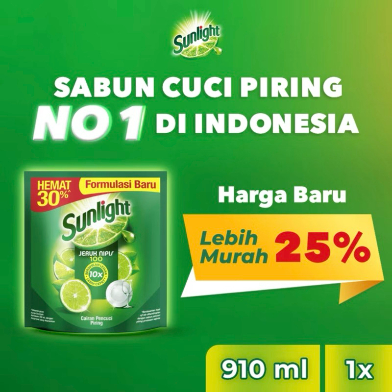 Jual SUNLIGHT cairan pencuci piring || No.1 Di Indonesia // Jeruk nipis Netto 910ml | Shopee ...