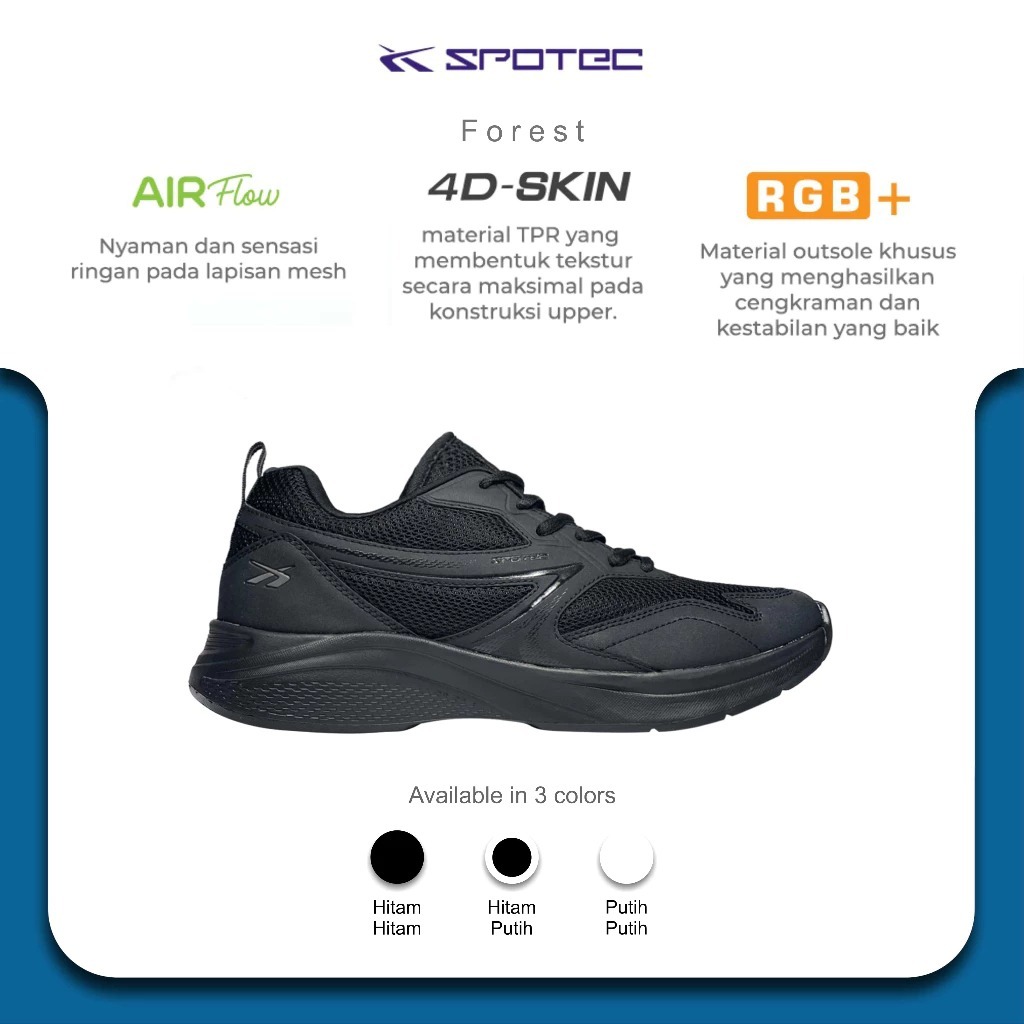 Jual SPOTEC Sepatu STUDENT Artikel FOREST-Hitam/Hitam Spotec Original ...