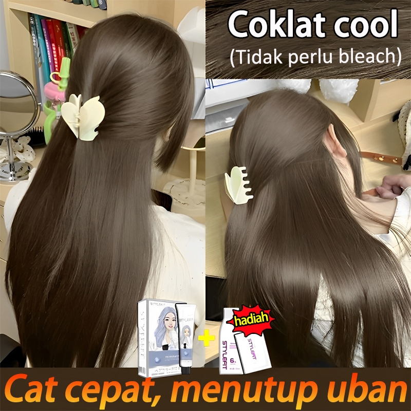 Jual 【Pengiriman cepat】STYLE FIT cat rambut Coklat cool *200ml Tidak ...