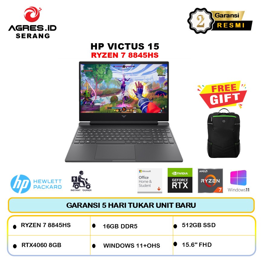 Jual HP VICTUS 15 RYZEN 7 8845HS RTX4060 8GB/ 16GB 512GB W11+OHS 15 ...