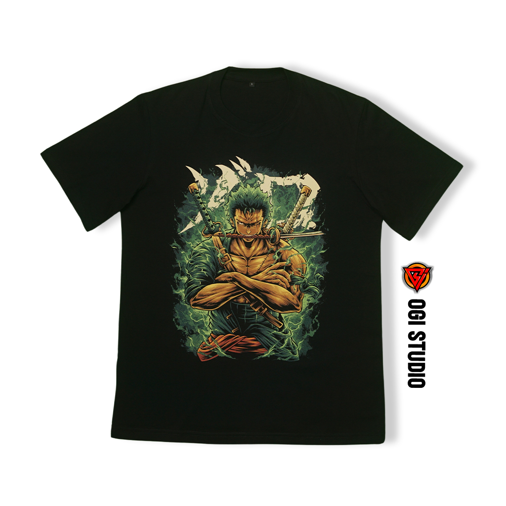 Jual (Gratis Sticker) Ogi Studio - Roronoa Zoro | Kaos Anime | Kaos One ...