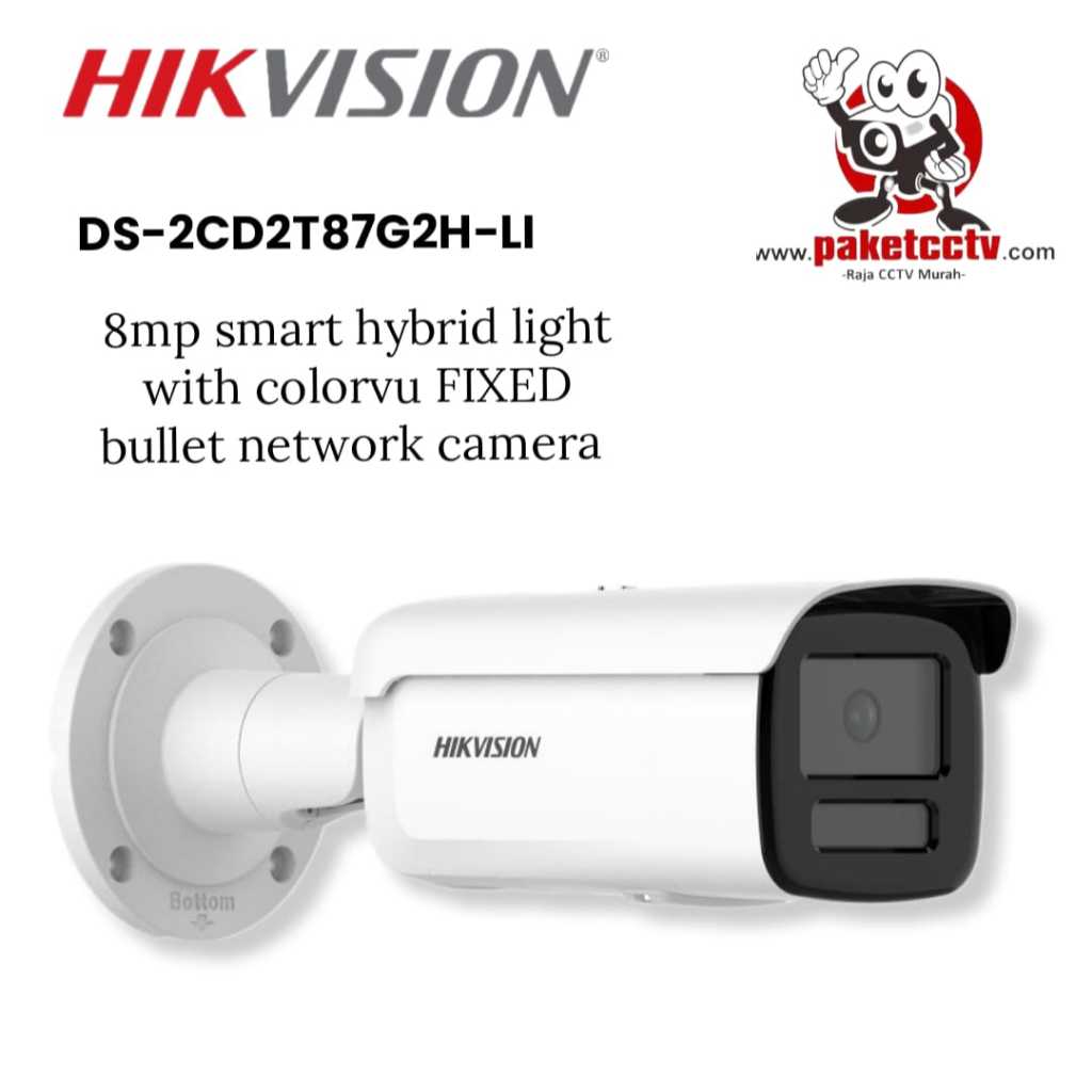 Jual Hikvision Camera 8 MP DS-2CD2T87G2H-LI Smart Hybrid Light with ColorVu Fixed Bullet Network ...