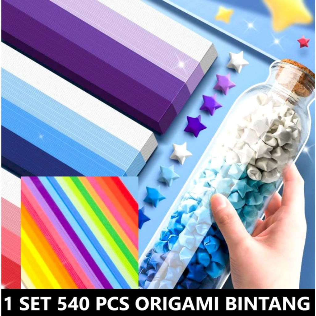 Jual 1 SET 540 PCS Lembar lbr kertas origami melipat bintang star ...