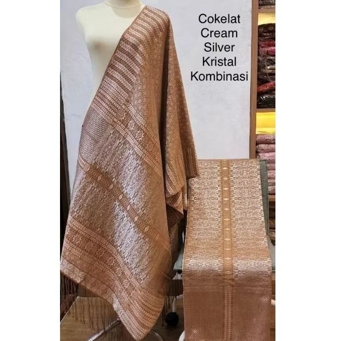 Jual Coklat tumtuman tanpa sambung kain songket set selendang rambu ...