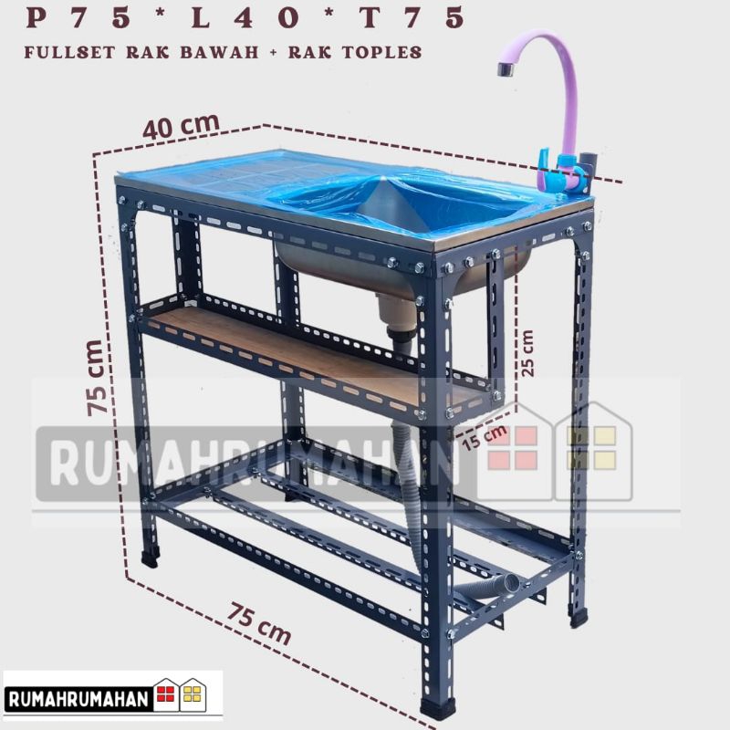 Jual Wastafel BCP Portable full rak bawah dan rak toples kran PVC ...