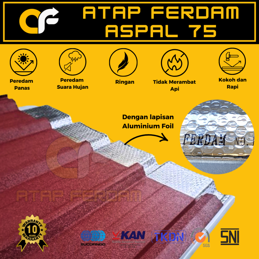 Jual ATAP FERDAM ASPAL 75 Warna Merah - Galvalum Dengan Lapisan Peredam ...