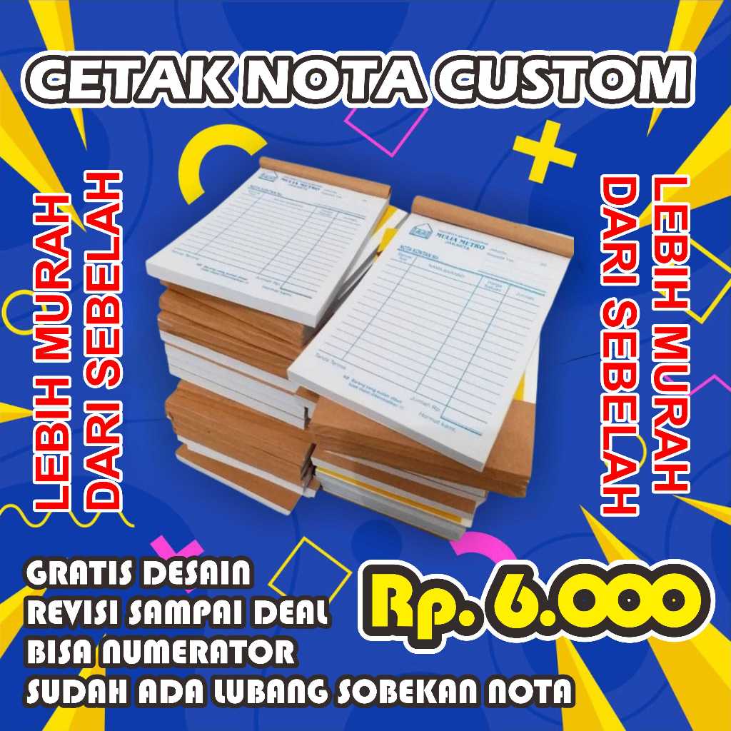 Jual Cetak Nota Custom Bisa Satuan Gratis Biaya Desain | Shopee Indonesia